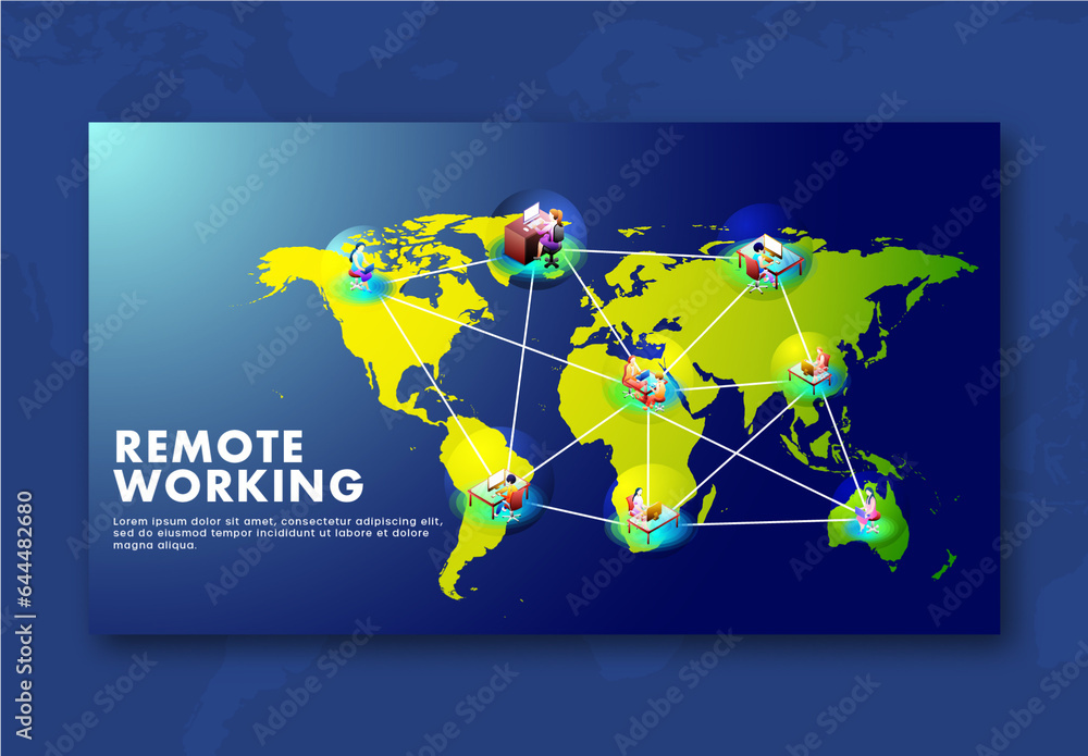 Remote Working Concept Based Landing Page with Multiple Business People ...