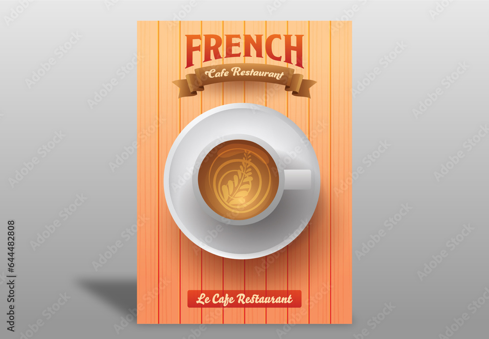 French Cafe, Restaurant Menu Card Template Layout With Top View Coffee ...