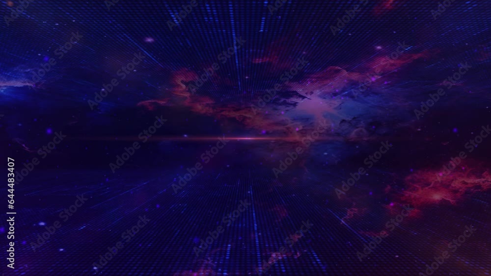 Flight in space with simulation of galaxies and nebulae. Space flight ...