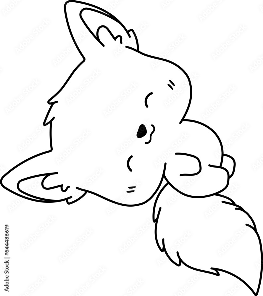 Kawaii Fox Coloring Page, Kawaii Animal Coloring Page Stock Vector ...