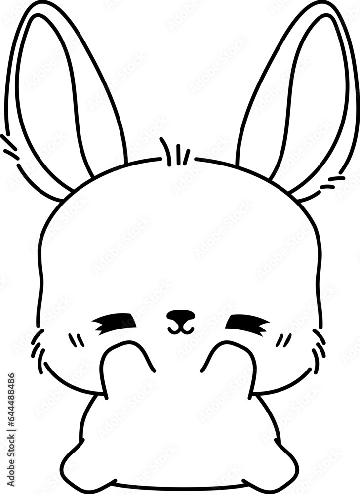 Kawaii Bunny Outline, Kawaii Animal Outline Stock Vector | Adobe Stock