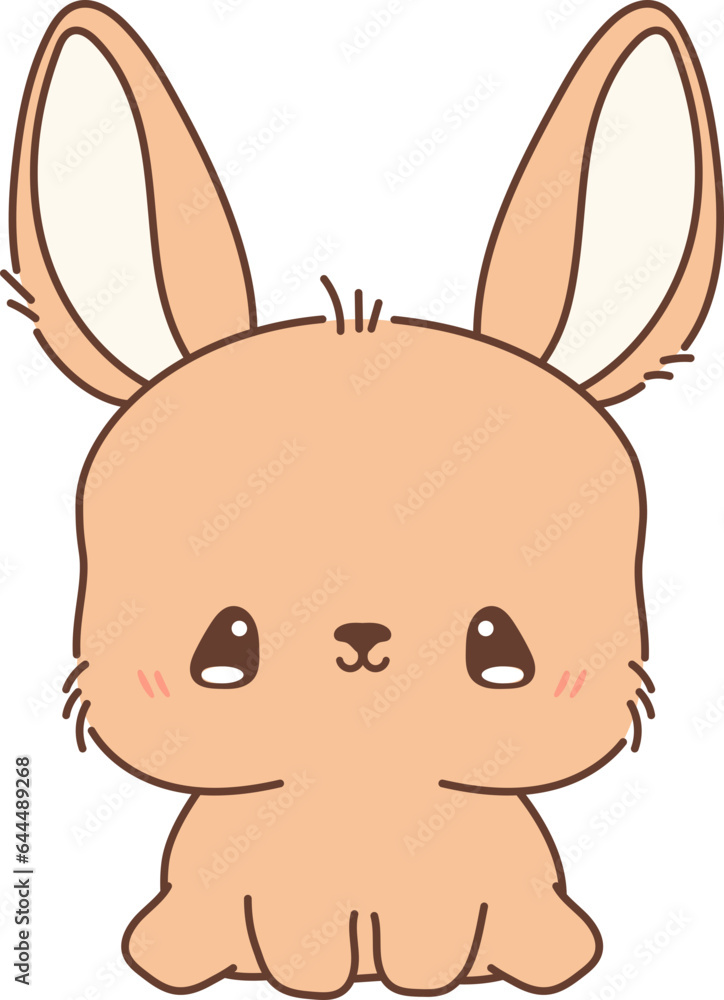 Cartoon Bunny, Kawaii Forest Animal Illustration Stock Vector | Adobe Stock