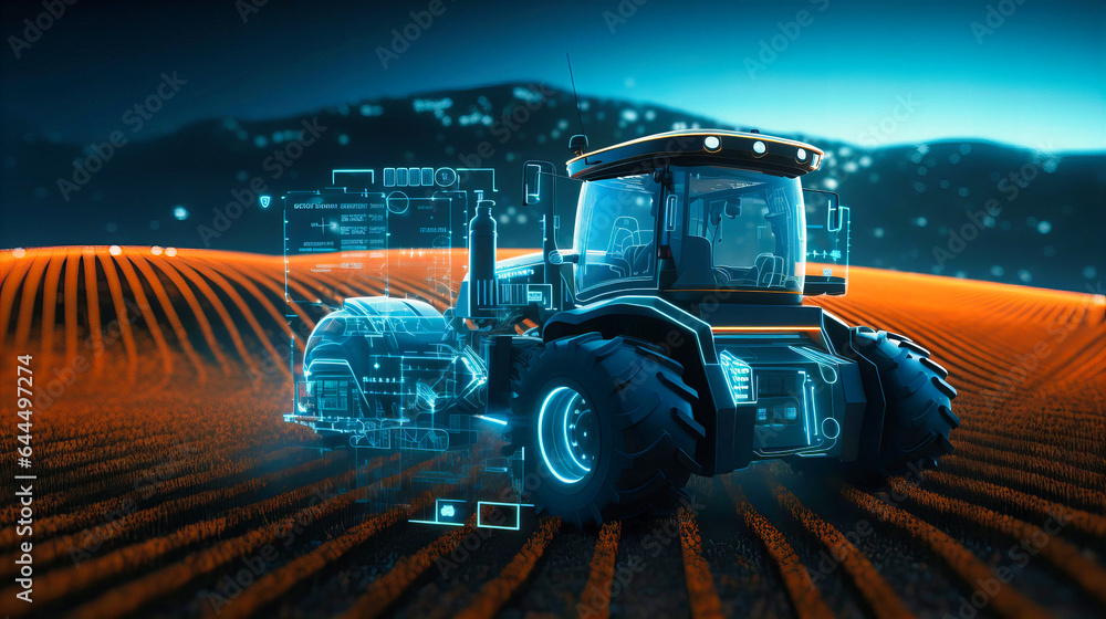 Automated Tractor Guidance, Navigating Fields with GPS Precision Stock ...