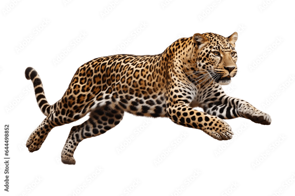 Running Leopard Portrait Isolated on a Transparent PNG Background ...