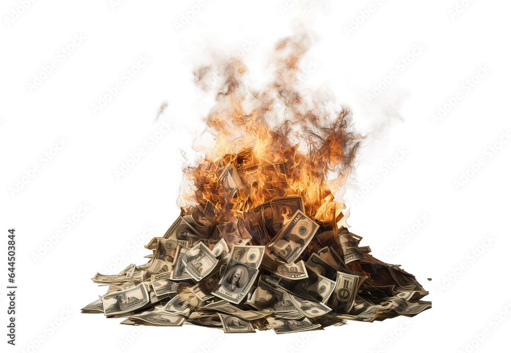 Pile of Money Burning isolated on a transparent background, PNG . Stock ...