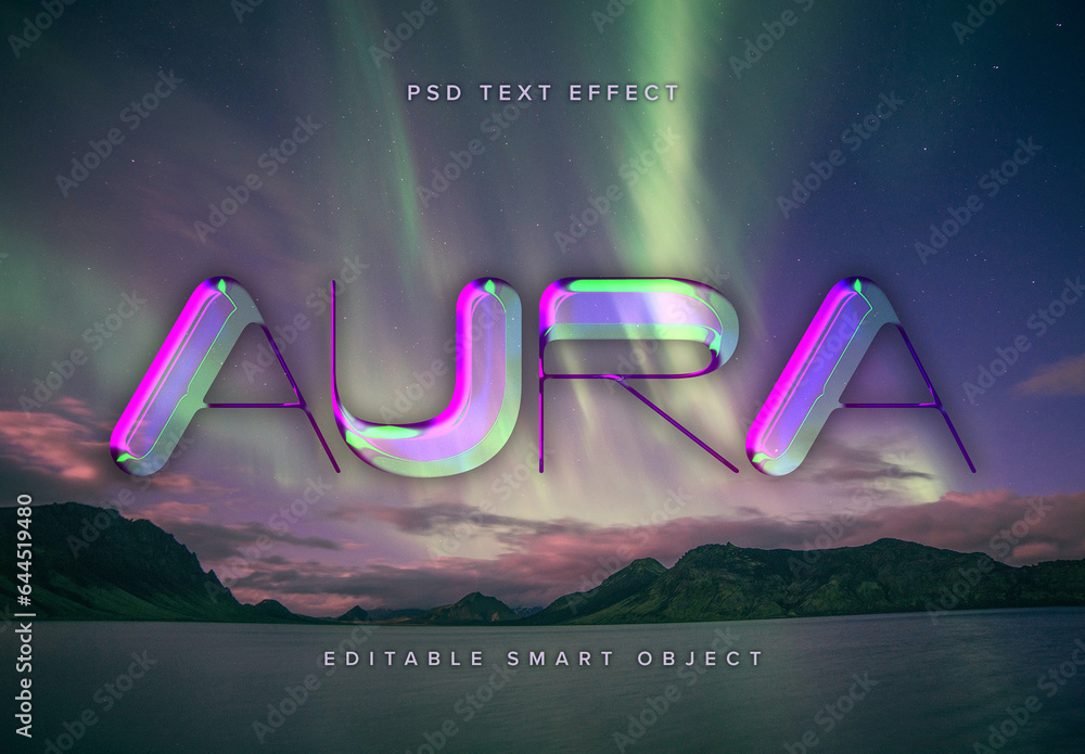 Translucent Chrome Text Effect Mockup Stock Template | Adobe Stock