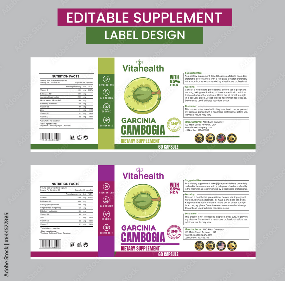 Supplement label design,supplement label template,packaging label ...