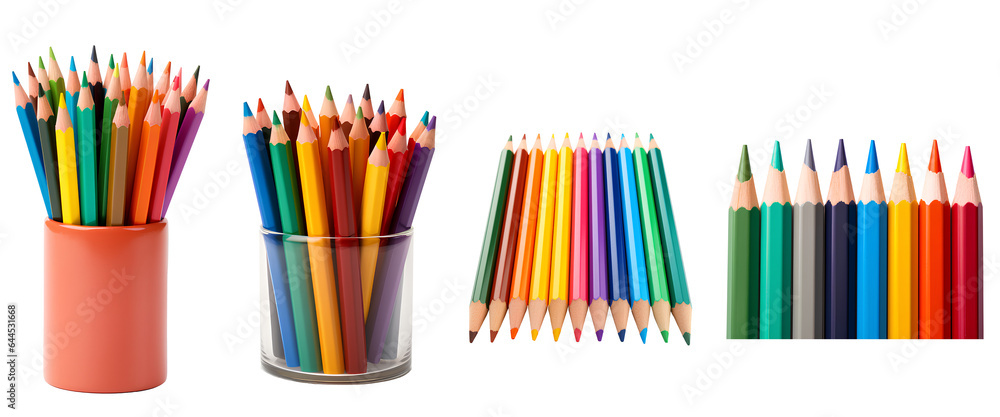 Color wooden pencil set, isolated on a transparent background, PNG ...