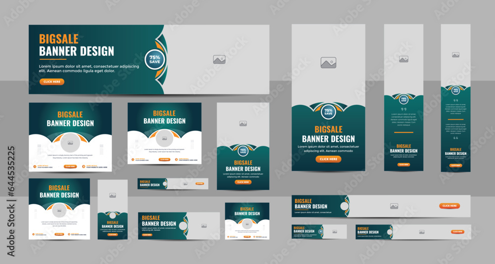 Web banner design template Set, Horizontal header web banner, Modern ...