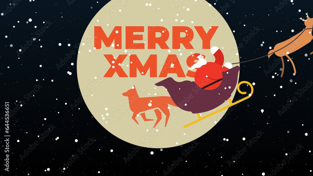 Santa Riding Reindeer Sled Logo Reveal Stock Template | Adobe Stock