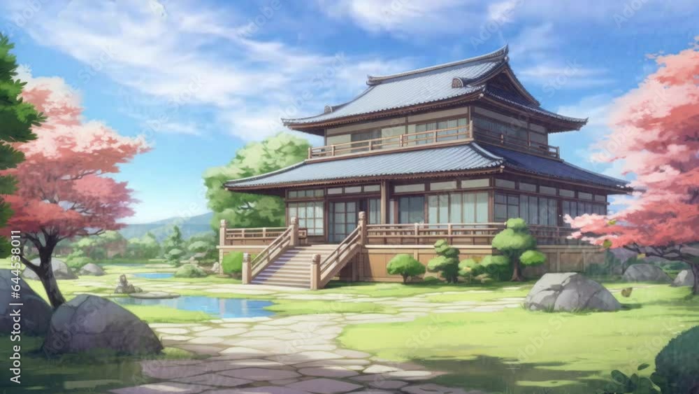 Beautiful fantasy spring nature landscape and cherry blossom tree ...