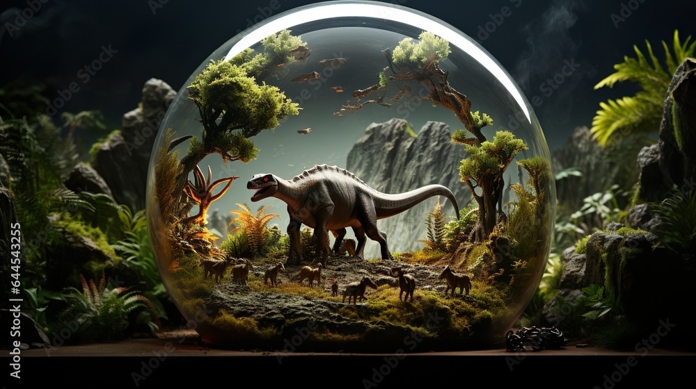 Prehistoric Mini World: Dinosaurs & Volcanoes in Glass Bubble ...