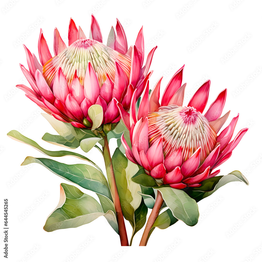 Water color beautiful protea flower illustration png clip art Stock ...