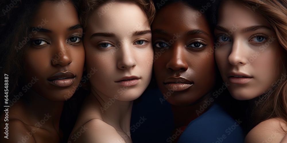 Multiracial Group of Young Women Embodying Diversity Gather in a ...