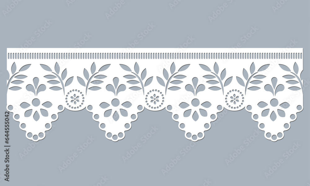 vector template lace cotton fabric eyelet trim. floral scallop border ...