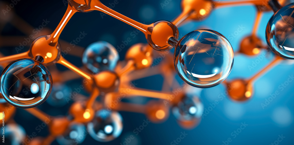 Molecule structure under microscope, dark cyan, clear colors, chemical ...