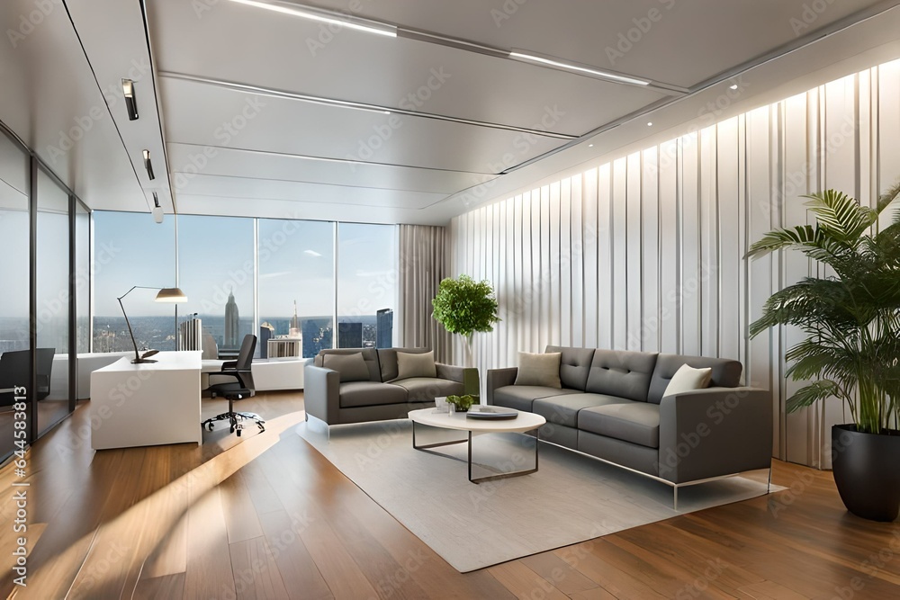 Contemporary Reception Area: Interior Design of Office Waiting Room ...