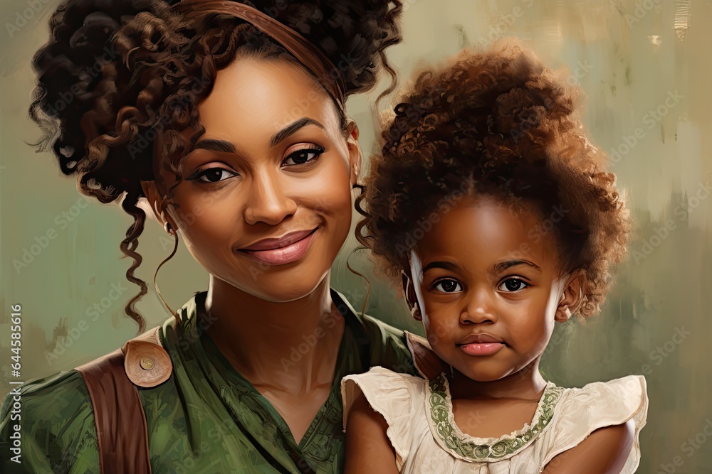 Beautiful african american mother with her daughter. Family portrait ...