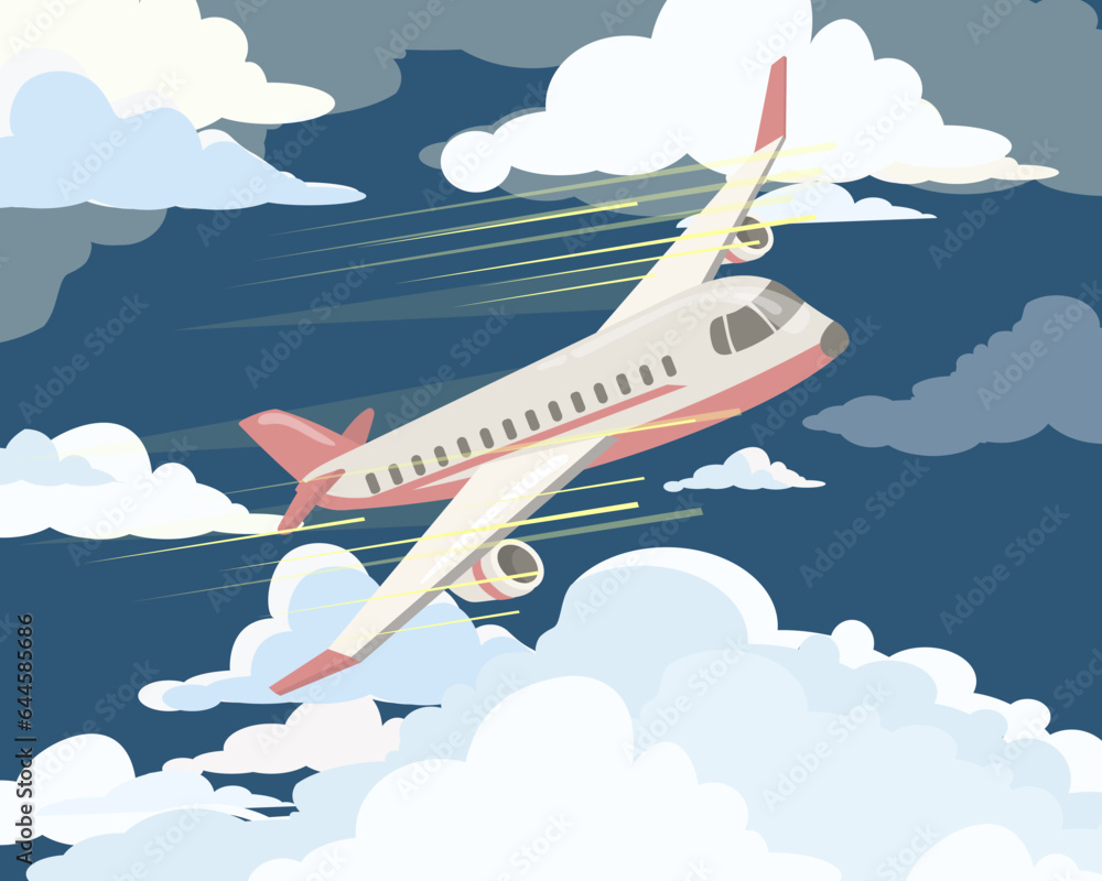 Hypersonic passenger airplane flying in sky vector illustration ...