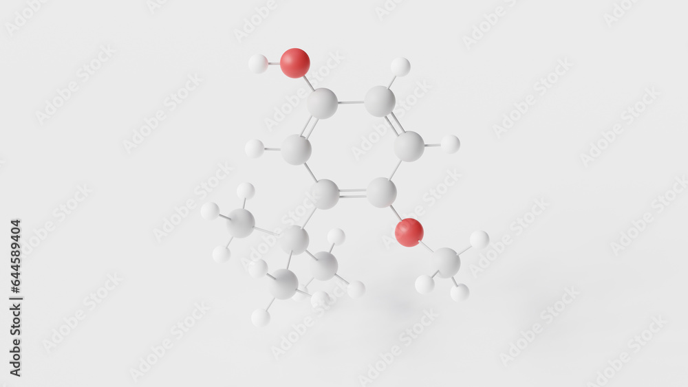 butylated hydroxyanisole molecule 3d, molecular structure, ball and ...