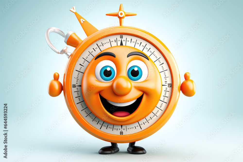 3D happy and funny compass rose with cardinal points cartoon character ...