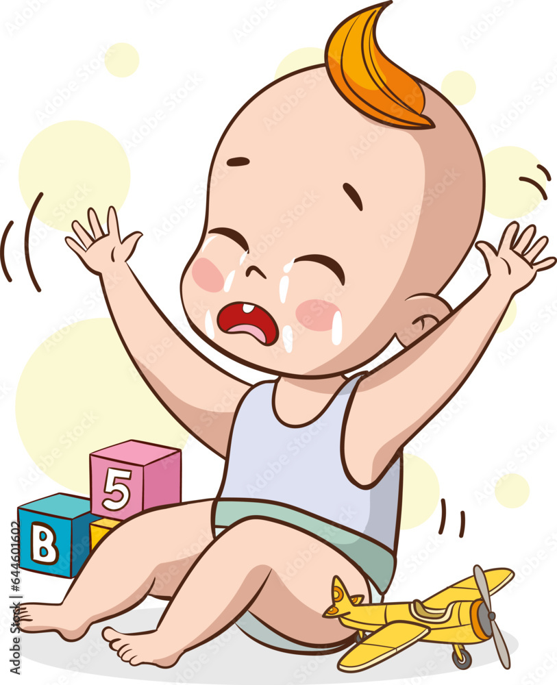 Cartoon sitting and crying little baby boy with mouth wide open ... Cartoon sitting and crying little baby boy with mouth wide open ...