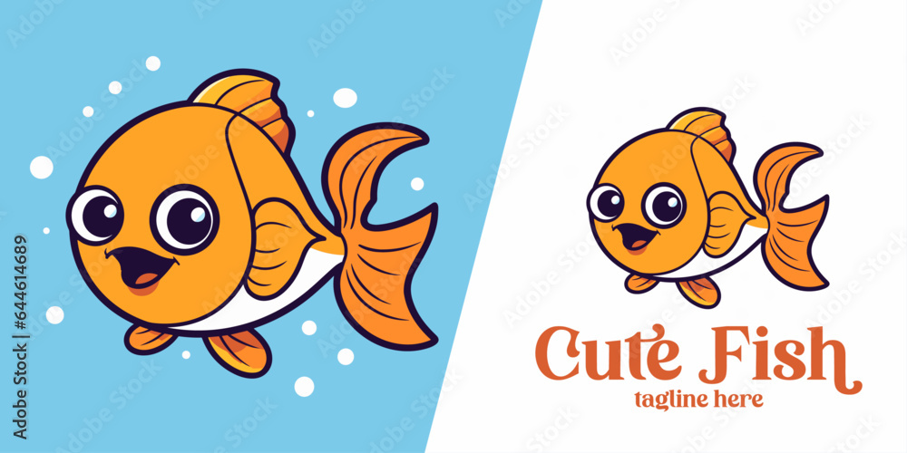 Cartoon fish with a cheerful demeanor in an undersea world. Stock ...