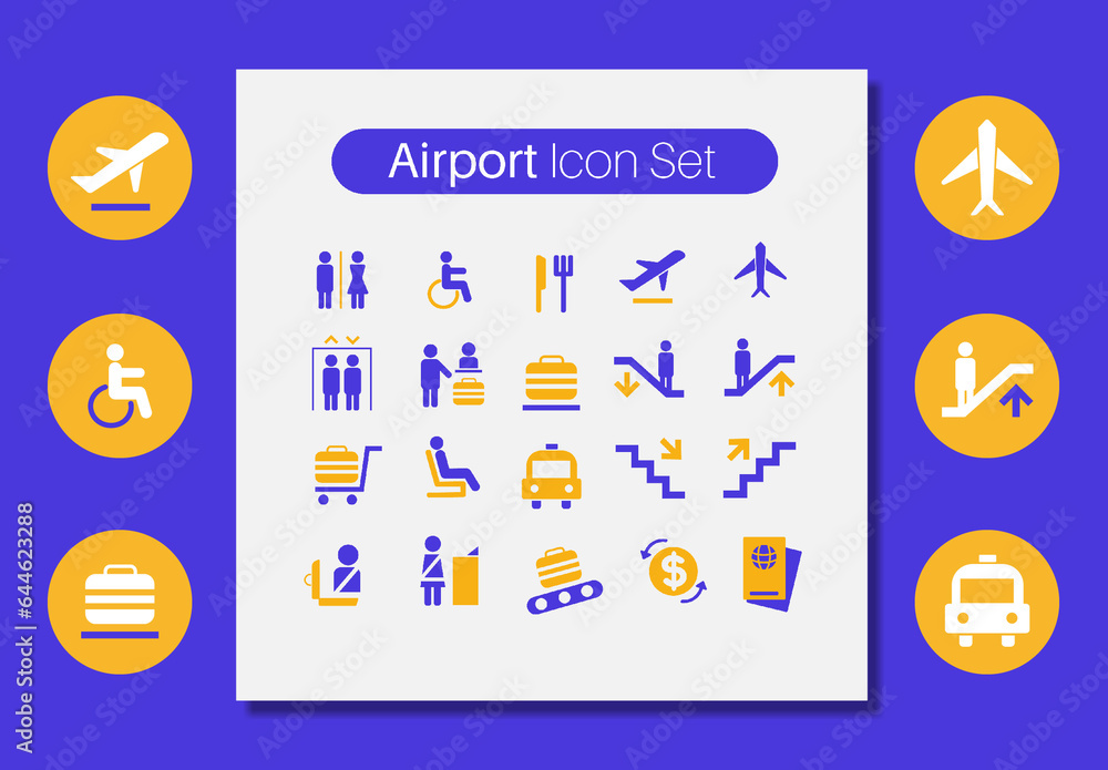 Airport Pictogram Icon Set Stock Template | Adobe Stock