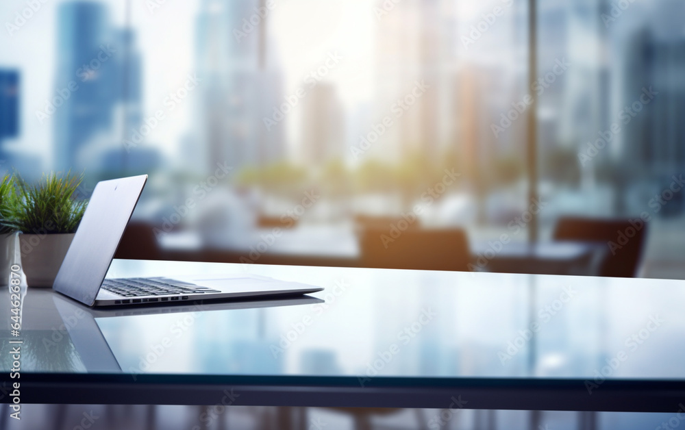 Blur background of empty modern office background in city center ...
