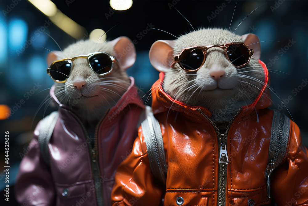 Realistic lifelike mouse mice in fluorescent electric highlighters ...