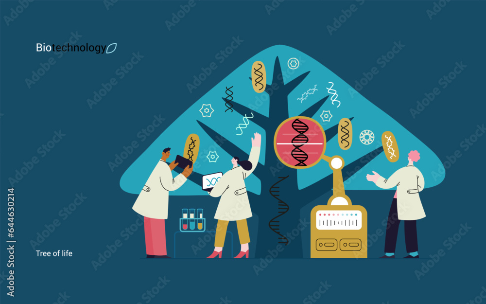 Bio Technology, Tree of life - modern flat vector concept illustration ...