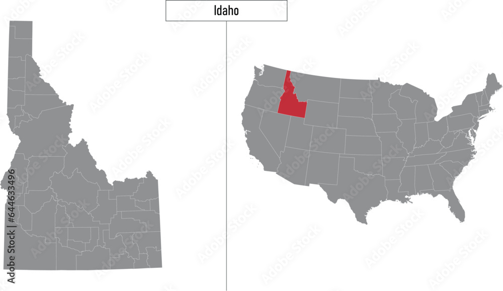 map of Idaho state of United States and location on USA map Stock ...