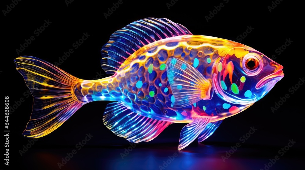 Blue and violet exotic fish. Tropical fish swimming in ocean. Figurine ...
