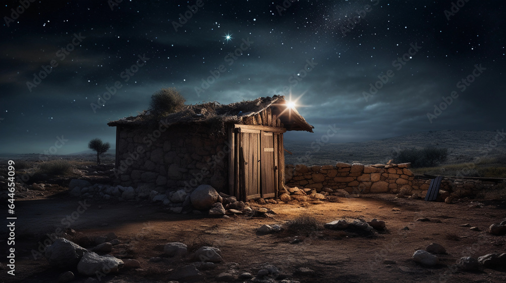 Christian Religious Christmas story Jesus born in Bethlehem Barn With ...