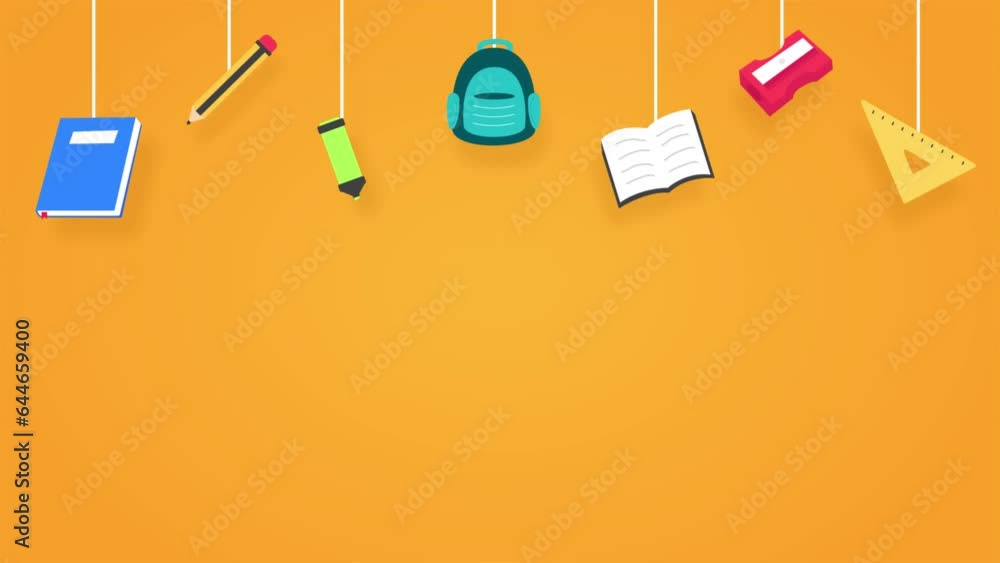 Animated background with educational ornaments. Back to school ...