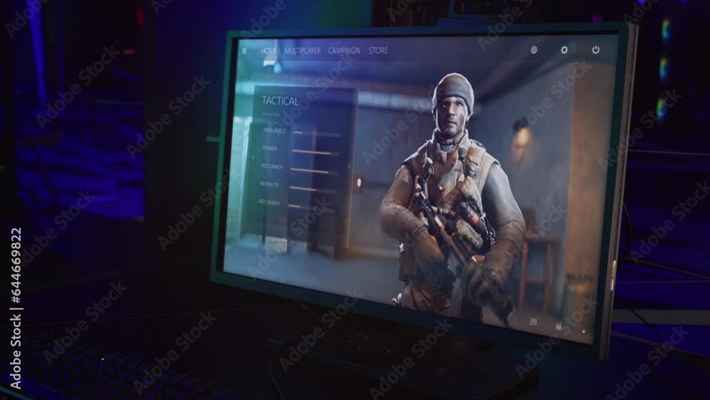 Choosing Woman Soldier Character From Tactical Shooter Game Menu ...