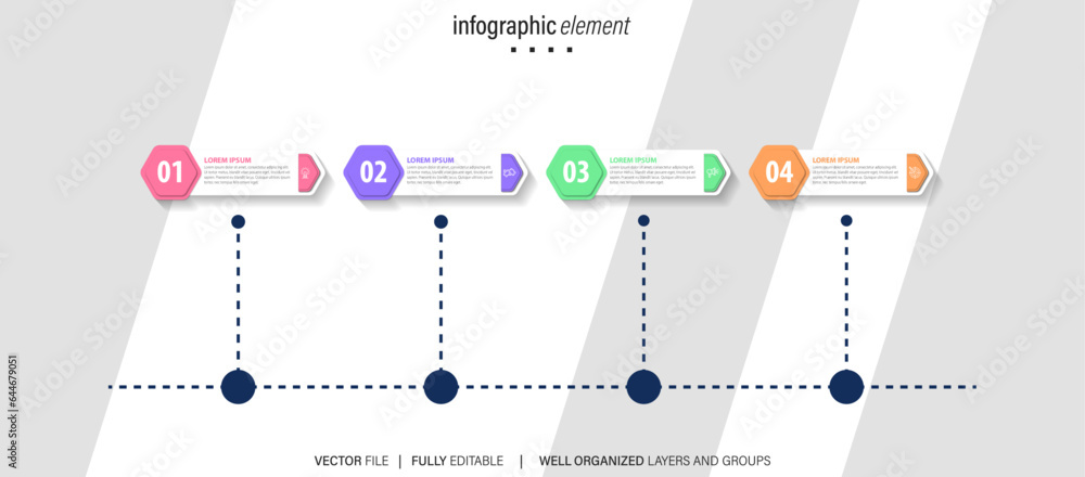 Vector infographics timeline design template with line boks label ...