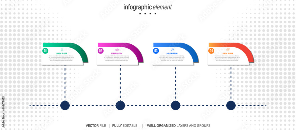 Line step infographic. 4 options workflow diagram, number infograph ...