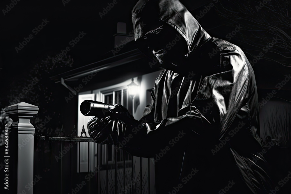 Photo & Art Print thief into a house, captured by CCTV cameras, waranyu