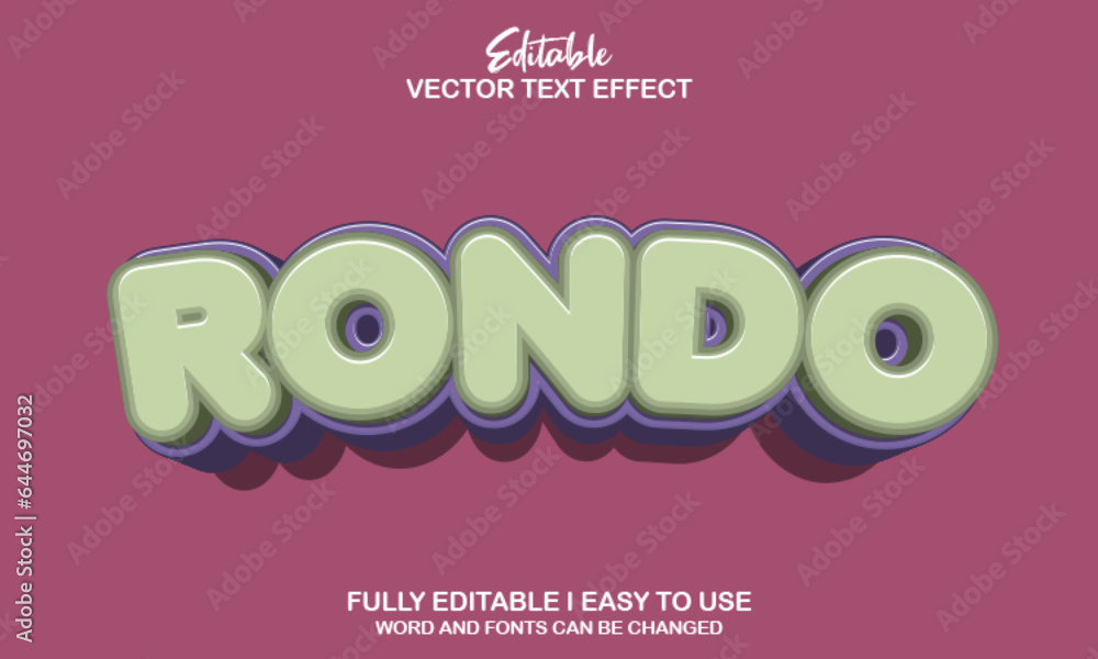 3d rondo editable text effect style Stock Vector | Adobe Stock