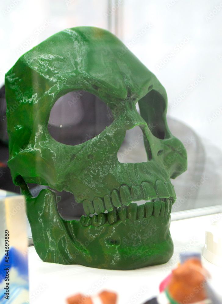 Art object printed on 3D printer. Prototype mask of facial part of ...