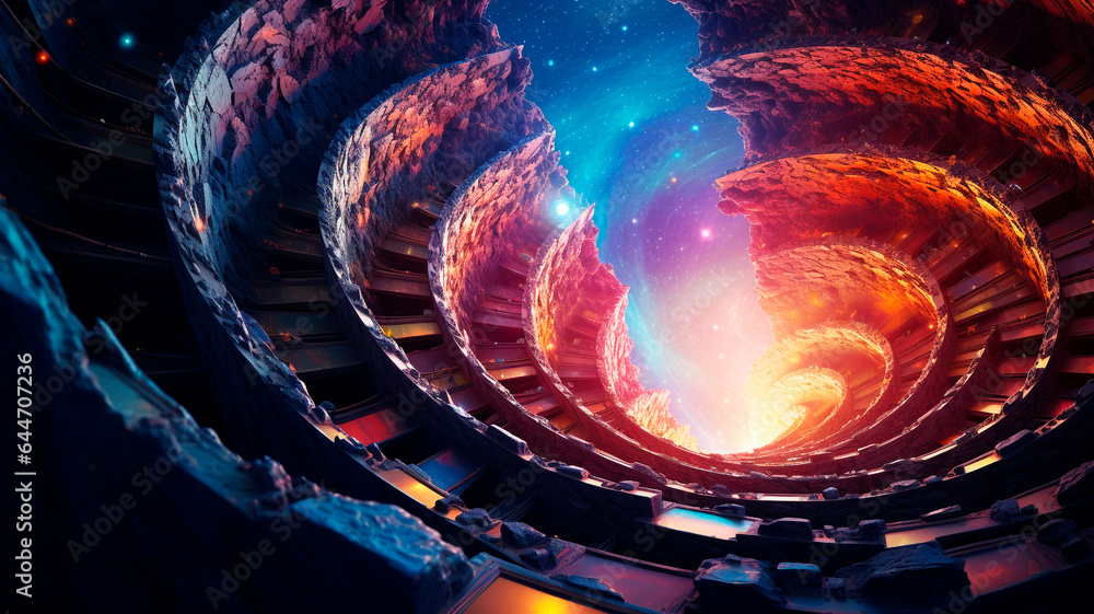 Photo & Art Print star-shaped spiral recursive concentricity ...