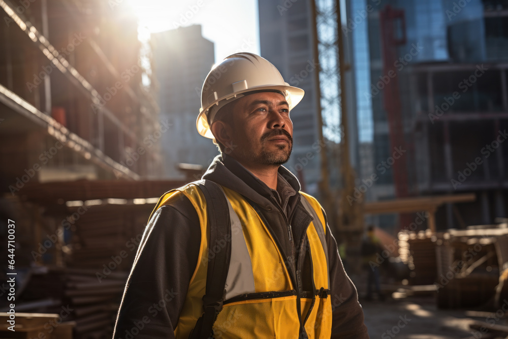 Engineer in construction site. Leading the way in safety, precision ...