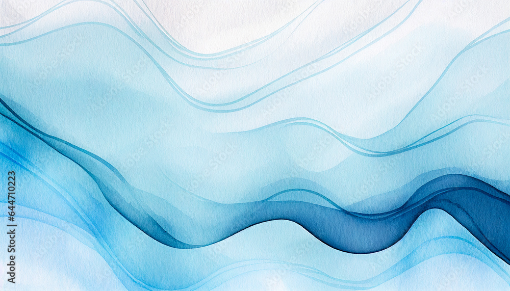 Abstract water ink wave, blue background watercolor texture. Aqua, teal ...