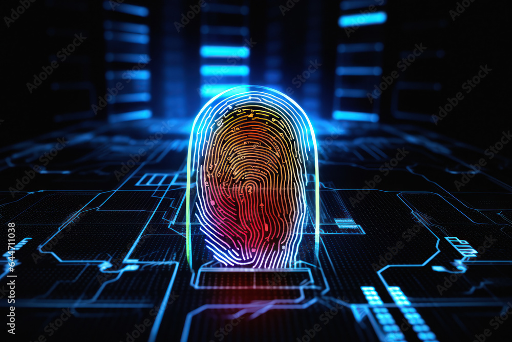 Fingerprint on digital background. A cutting edge concept in identity ...