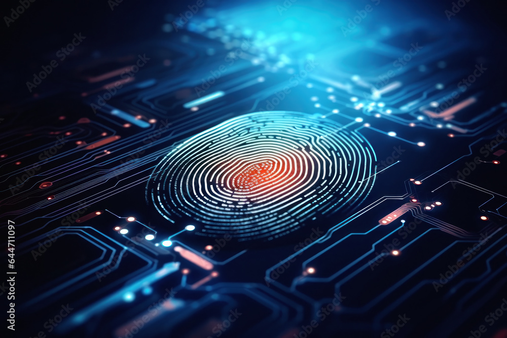 Fingerprint on digital background. A cutting edge concept in identity ...