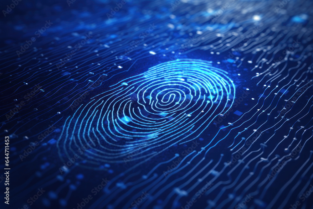 Fingerprint on digital background. A cutting edge concept in identity ...
