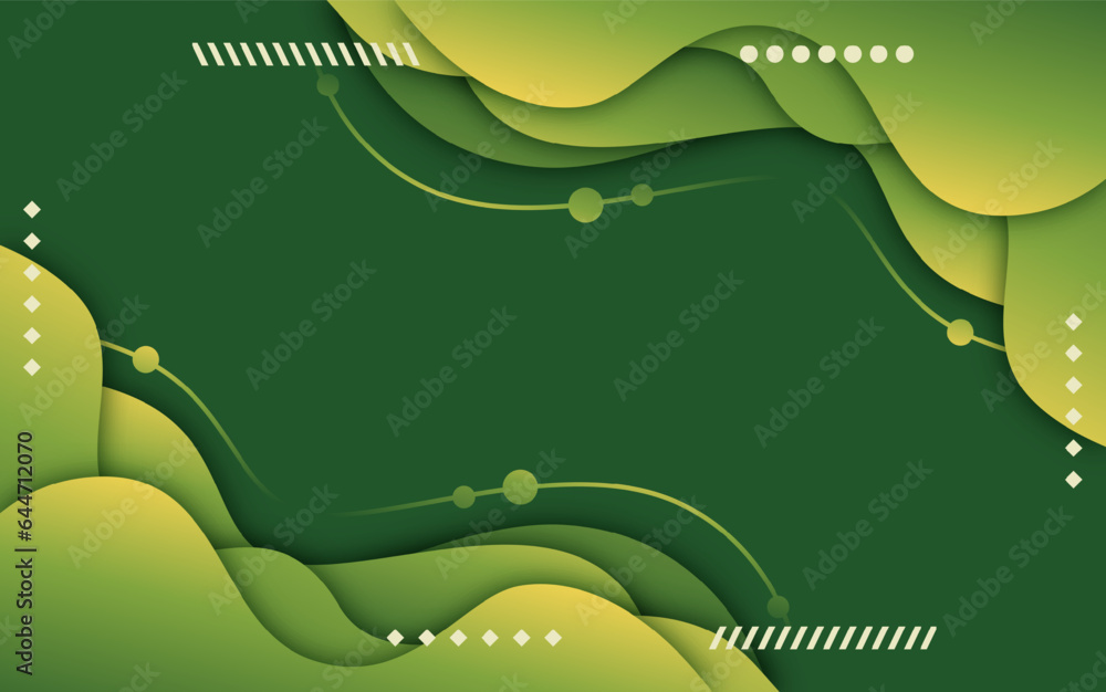 green wave abstract background vector, frame border banner design Stock ...