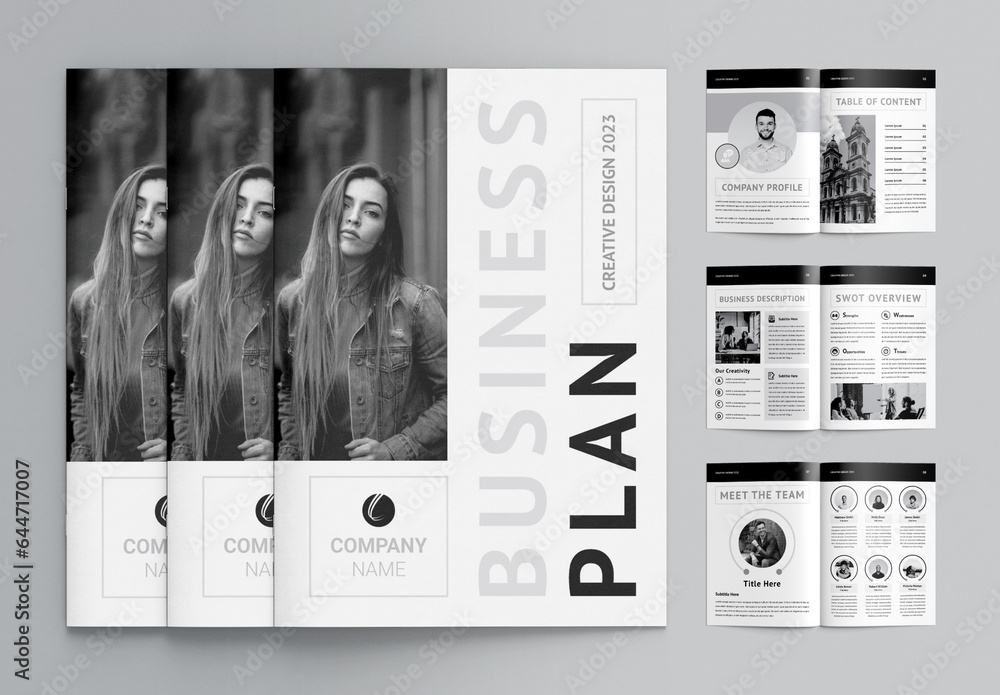 Business Plan Brochure Design Layout with Grey Accents Stock Template ...