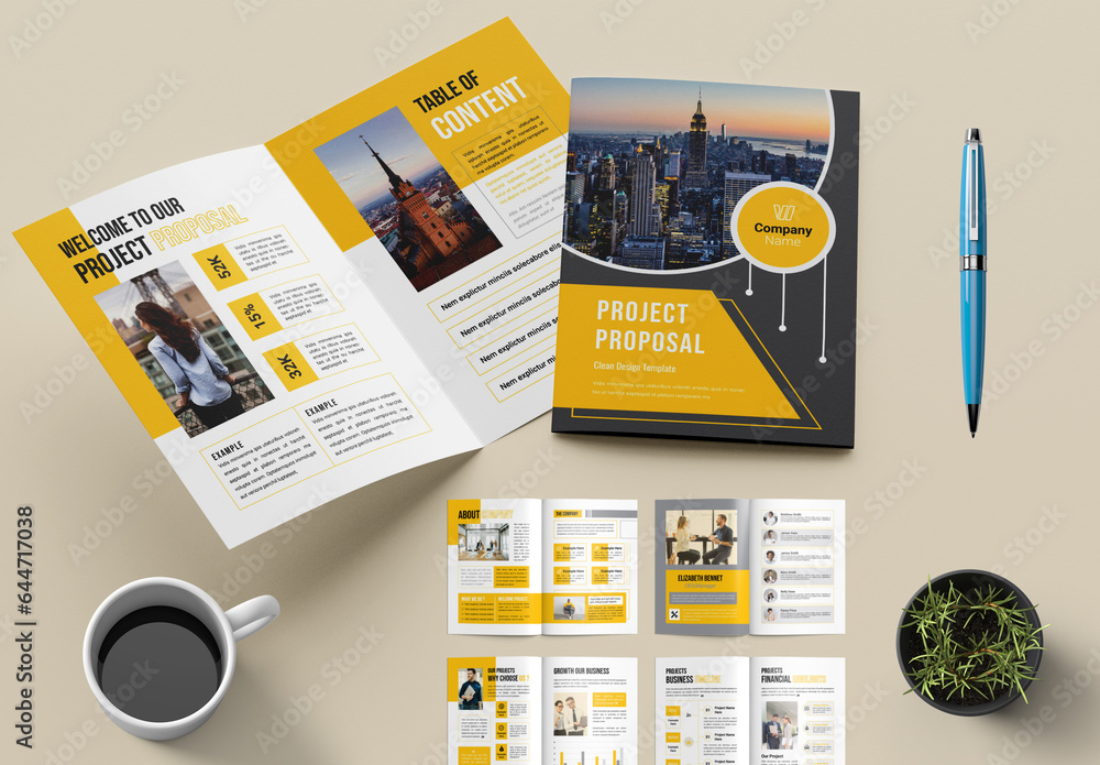 Business Proposal Layout with Orange Accents Stock Template | Adobe Stock